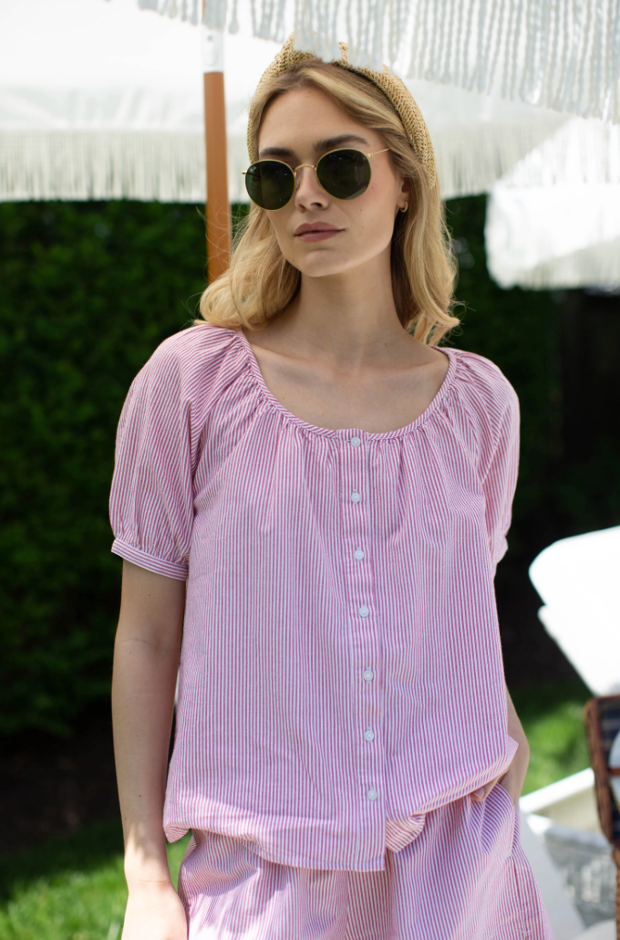 Everly Top - Red Seersucker