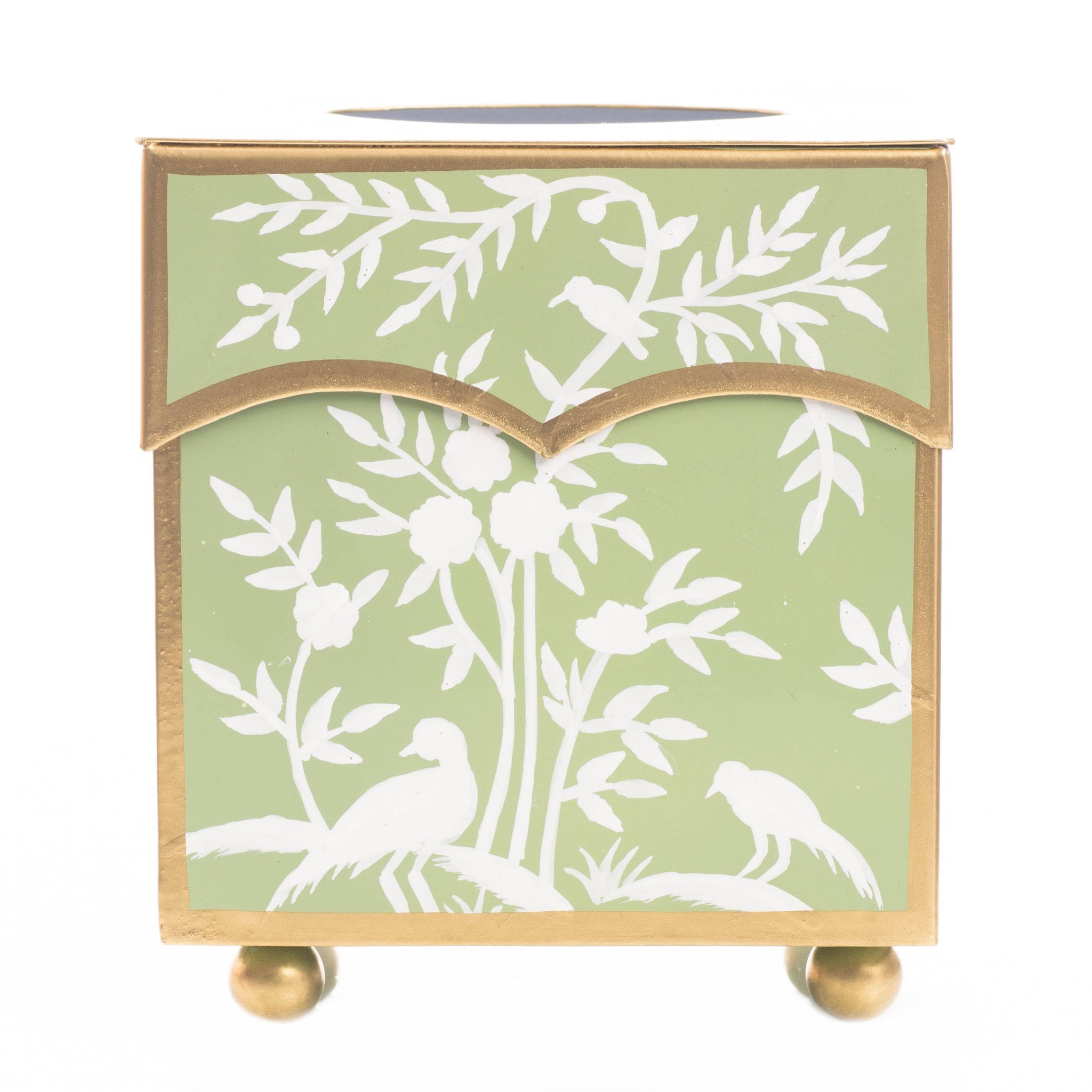 STUNNING NEW GRASS GREEN/WHITE SCALLOPED TISSUE BOX