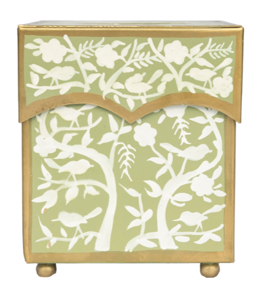FABULOUS GREEN/WHITE SCALLOPED CHINOISERIE TISSUE BOX