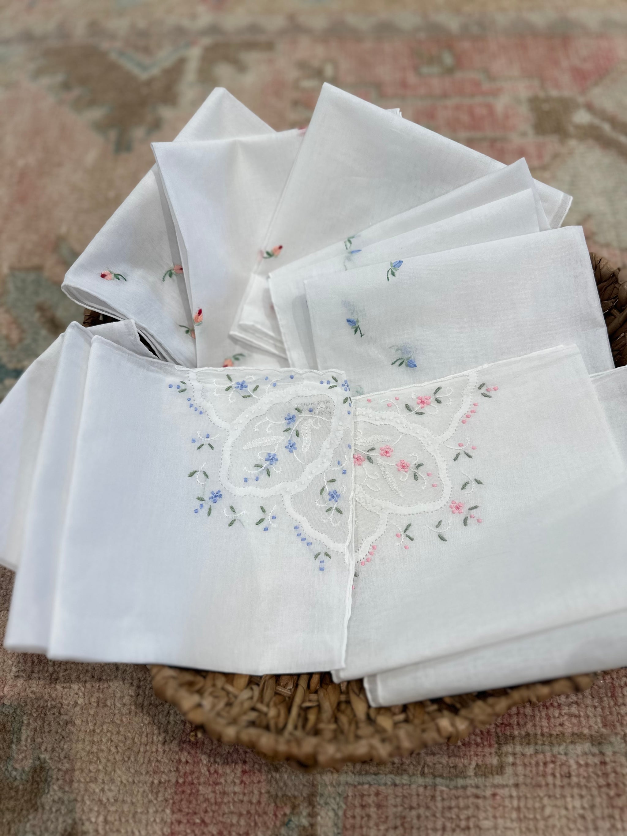 Embroidered Rose Handkerchief